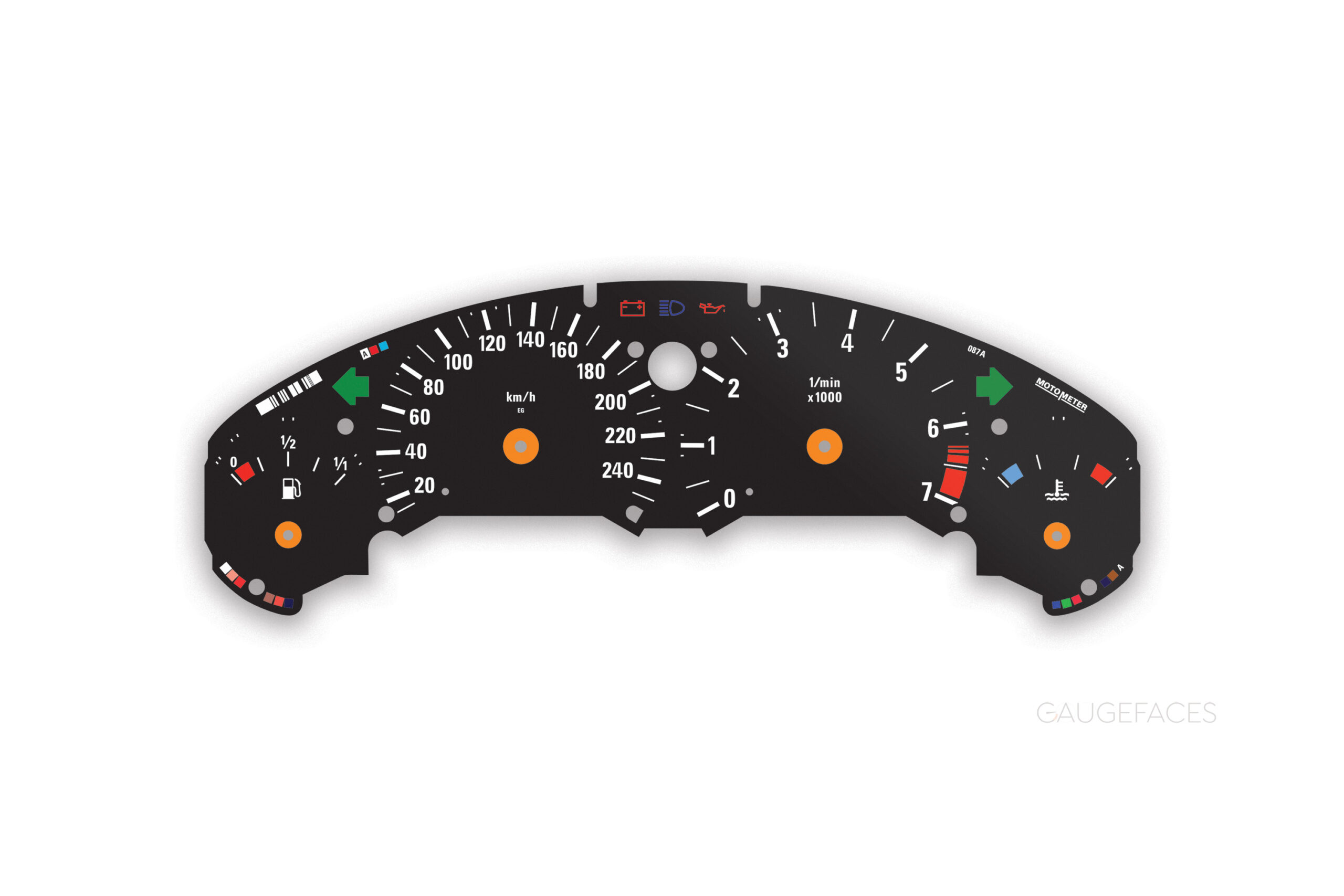 BMW M3 E36 Instrument Dials – 240 KMH – 8000 RPM – Black – CarsGauges